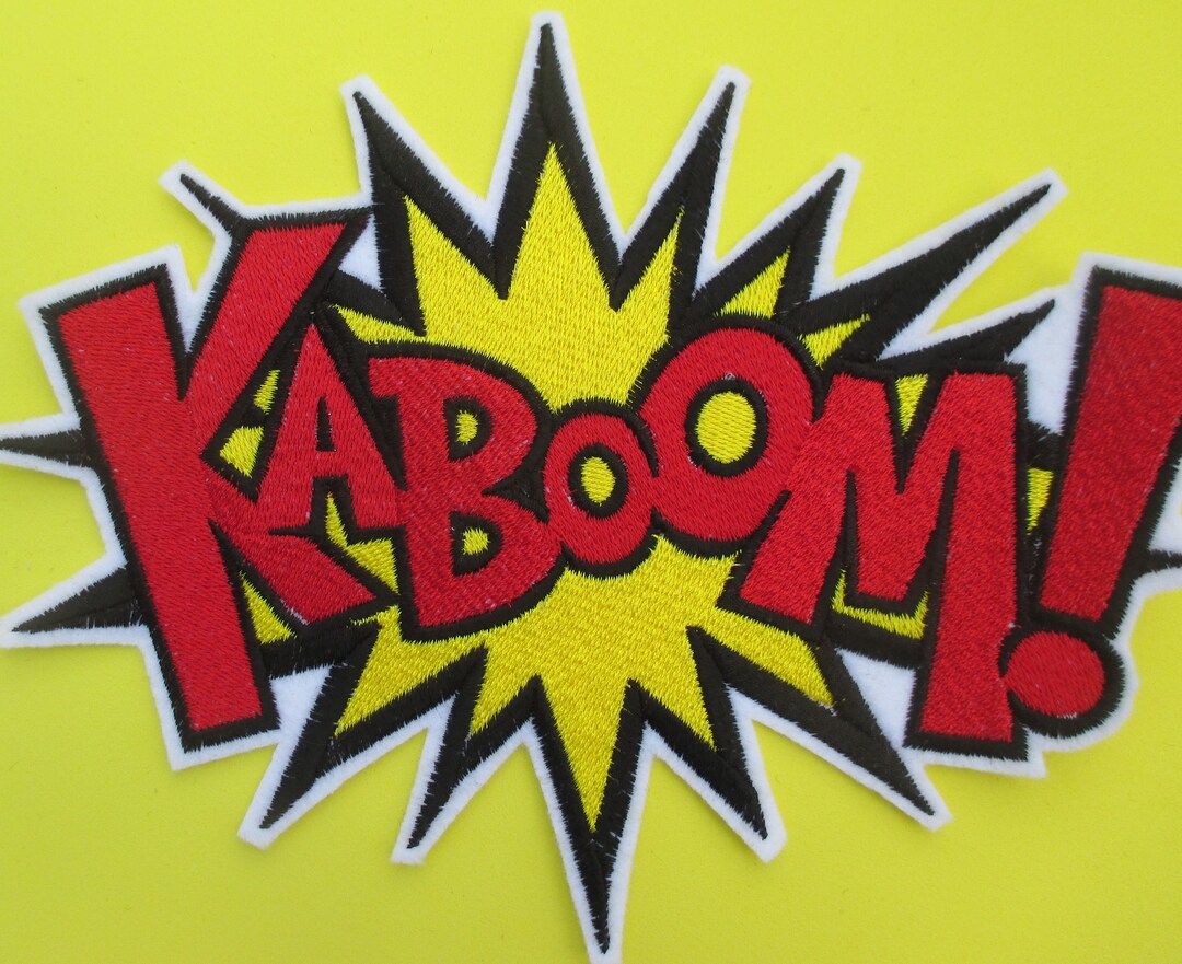 Extra Large Embroidered Super Hero KABOOM Iron on or Sew on Applique ...