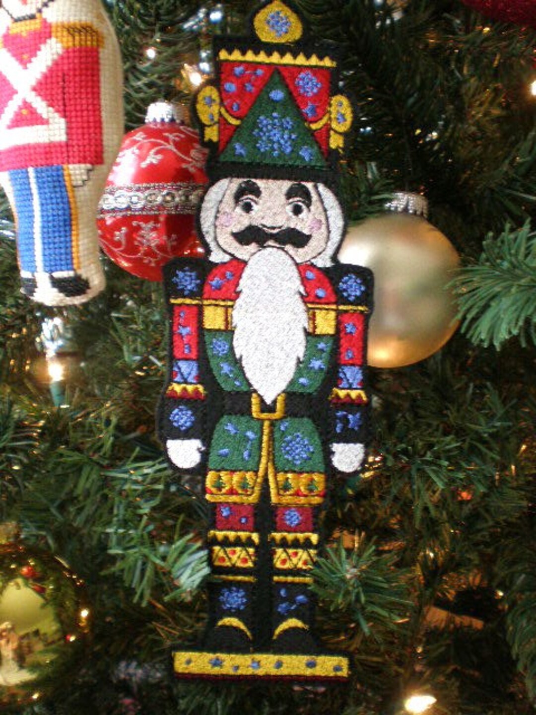 Large 10 Inch Embroidered Christmas Nutcracker Tree Ornament, Christmas ...