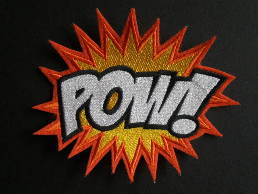 Large Embroidered Iron on Patch, POW, Super Hero Patch, POW Patch - Etsy