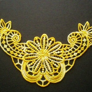 Yellow Embroidered Neckline Lace, Collar Lace, Applique Lace, Jewelry ...