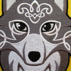 JUMBO Embroidered Celtic Wolf Applique Patch, Celtic Knot Designs, Gray ...