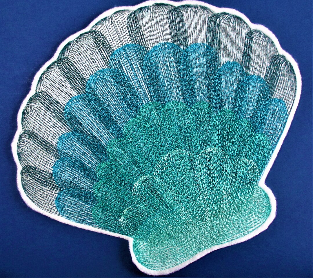 XL Embroidered Applique Sea Shell, Beach, Seashore, Seaside, Wall Art ...