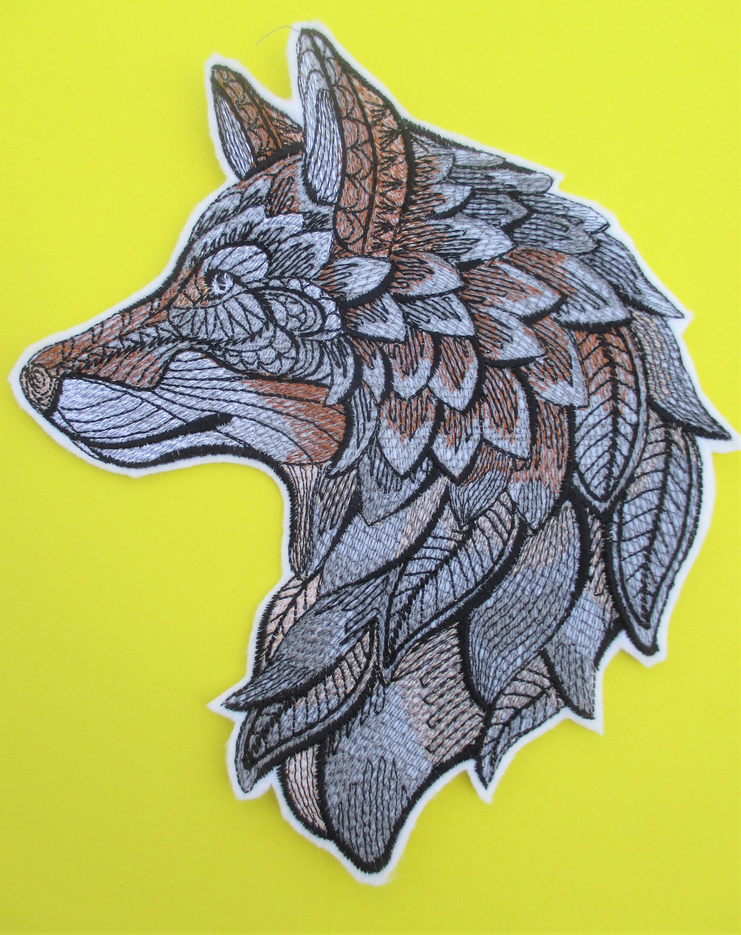 Large Embroidered Wolf Applique Patch Iron on or Sew On - Etsy