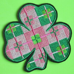 Large Embroidered Plaid Shamrock Applique Patch, Shamrock, Argyle, St ...