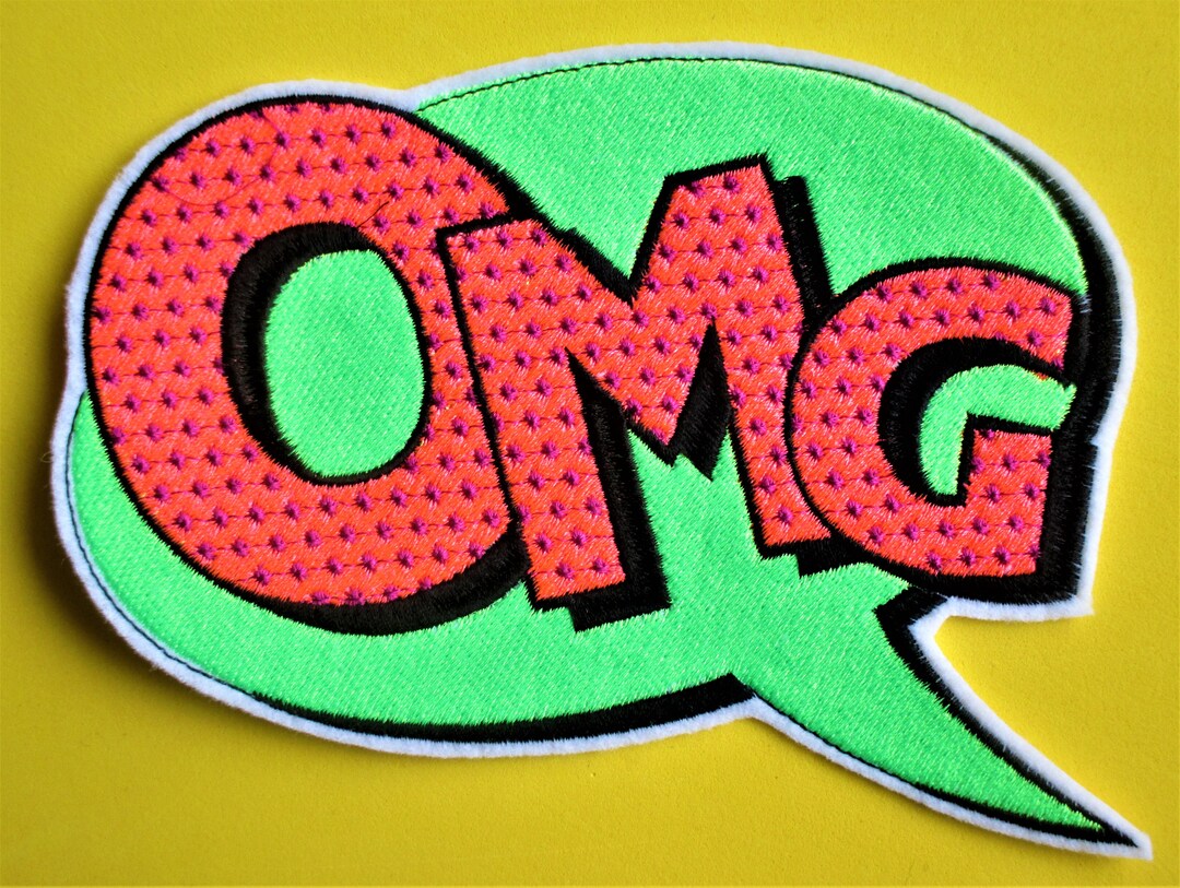 Large Embroidered Comic Book Bubble Patch, OMG Patch, Special Neon ...