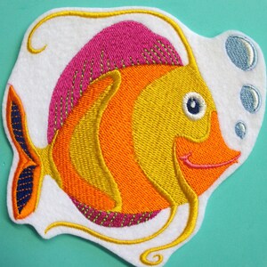 Large Embroidered Colorful Fish Applique Patch, Beach Applique ...