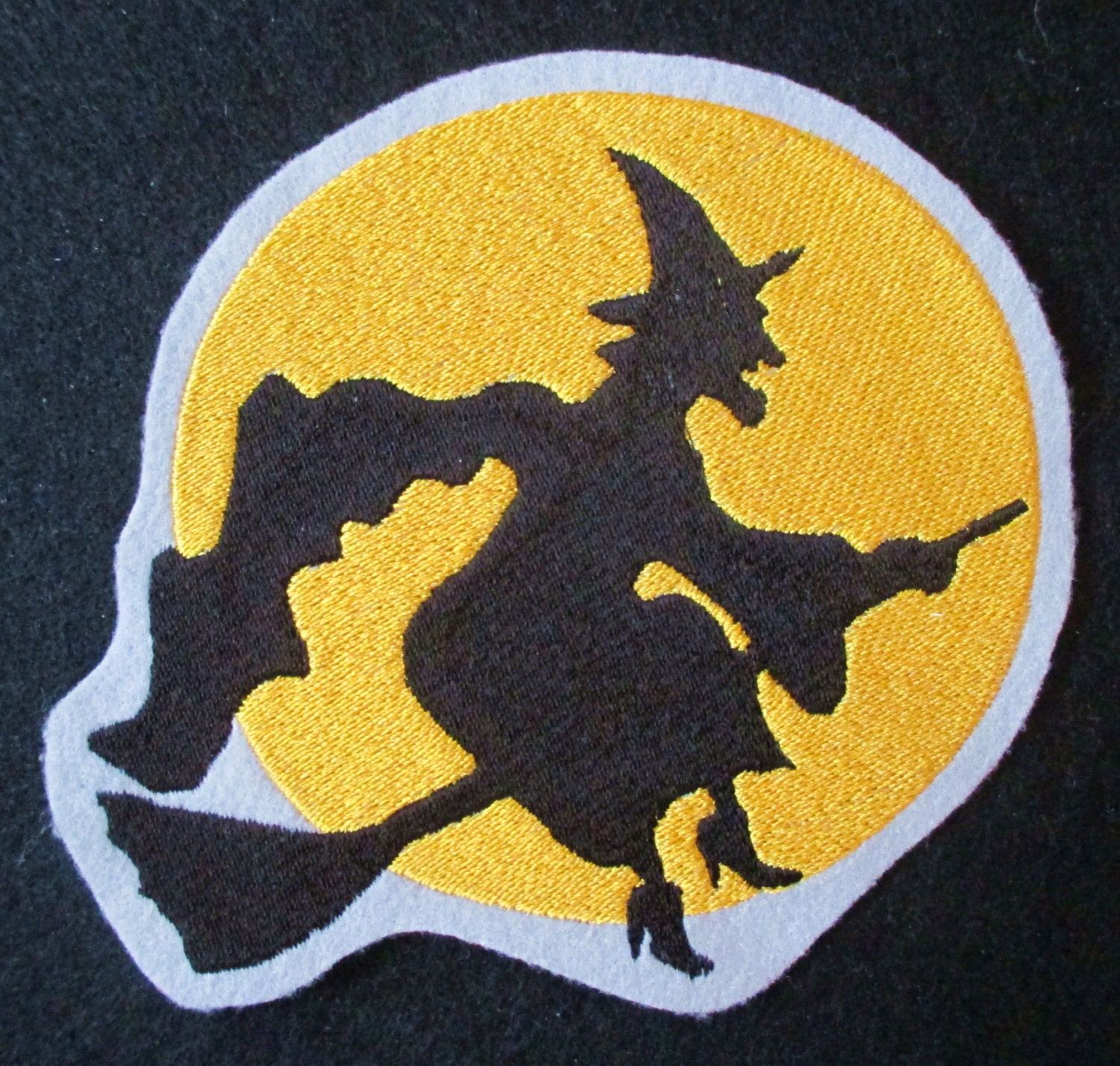 Large Embroidered Applique Patch Witch on Her Broomstick | Etsy