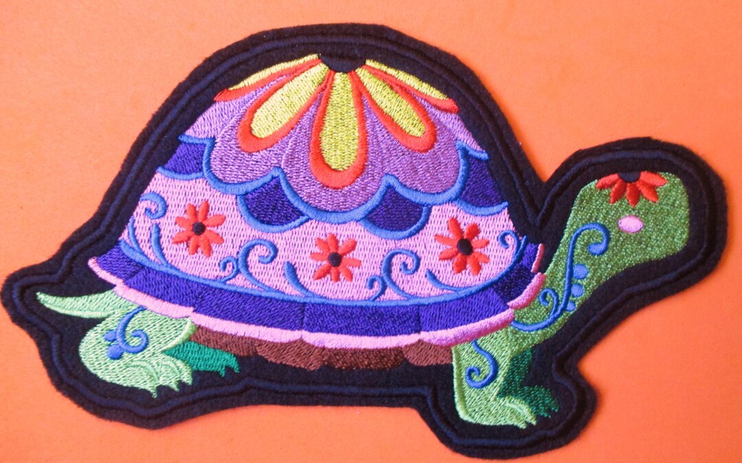 Extra Large Embroidered Turtle Applique Patch, Iron on or Sew On ...