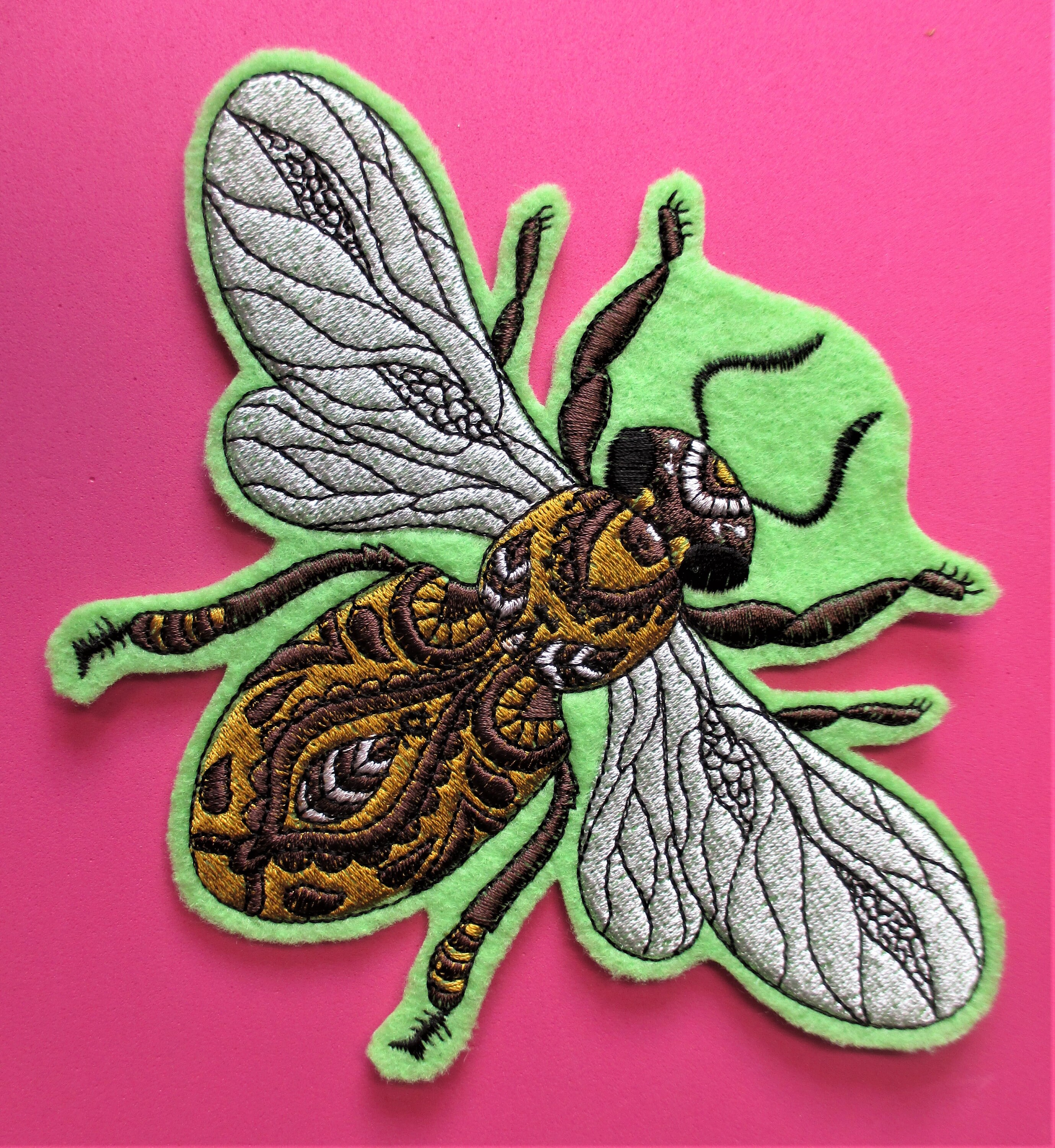 Large Embroidered Bee Applique Patch Bumblebee Gold and | Etsy