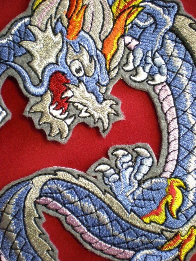 Extra Large Embroidered Dragon Iron on Applique Patch Biker | Etsy