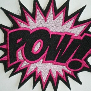 Large Embroidered POW Iron on Patch, Applique, Girl Power, Super Hero ...