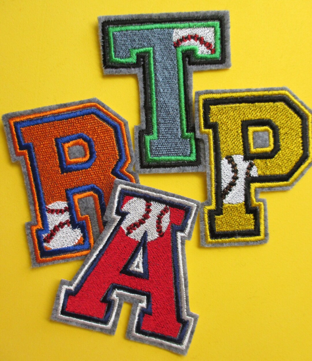 Embroidered 3 Inch Baseball Monogram Letters, Team Letters, School ...