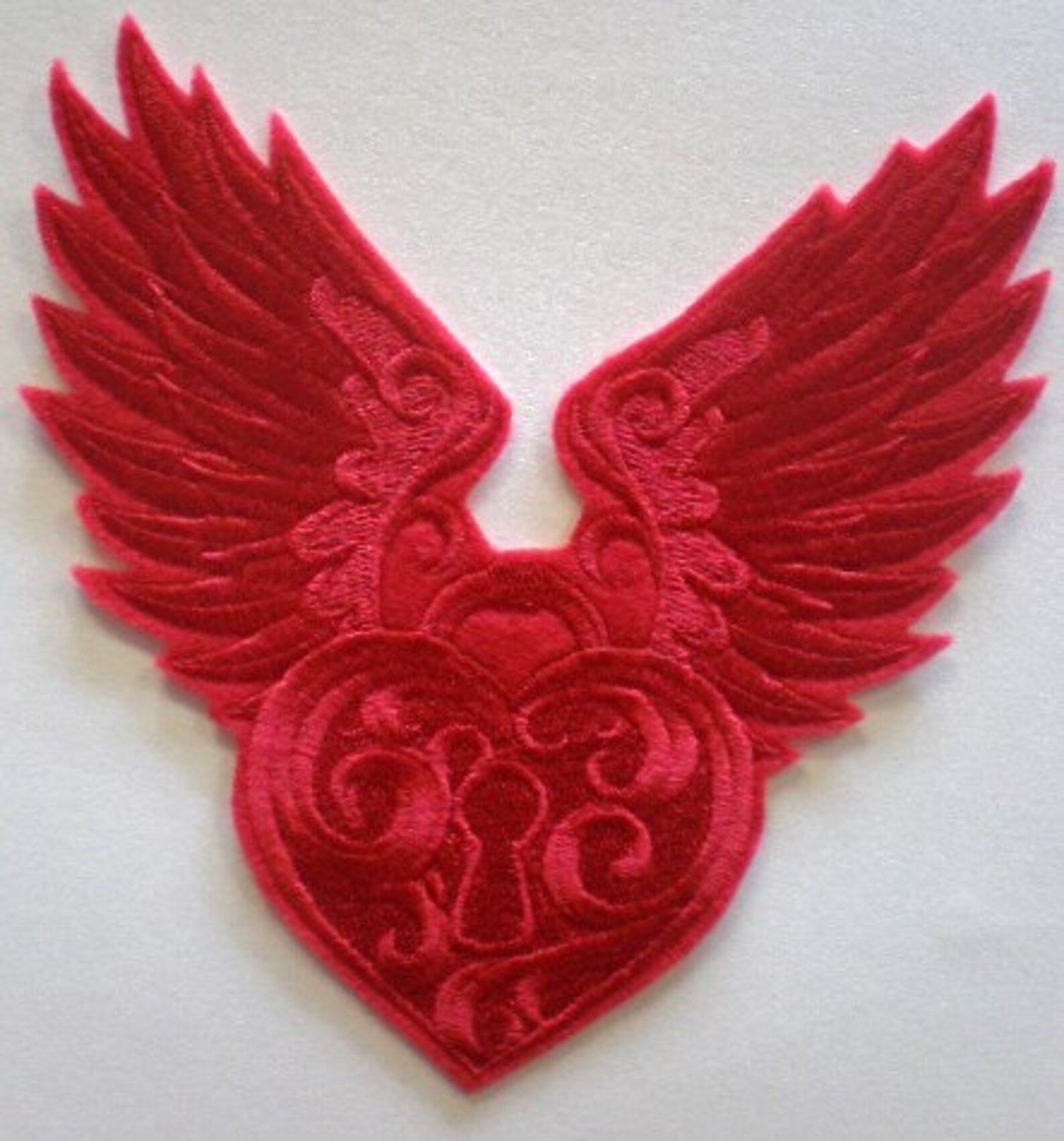 Large Embroidered Red Heart Locket with Wings in Baroque | Etsy