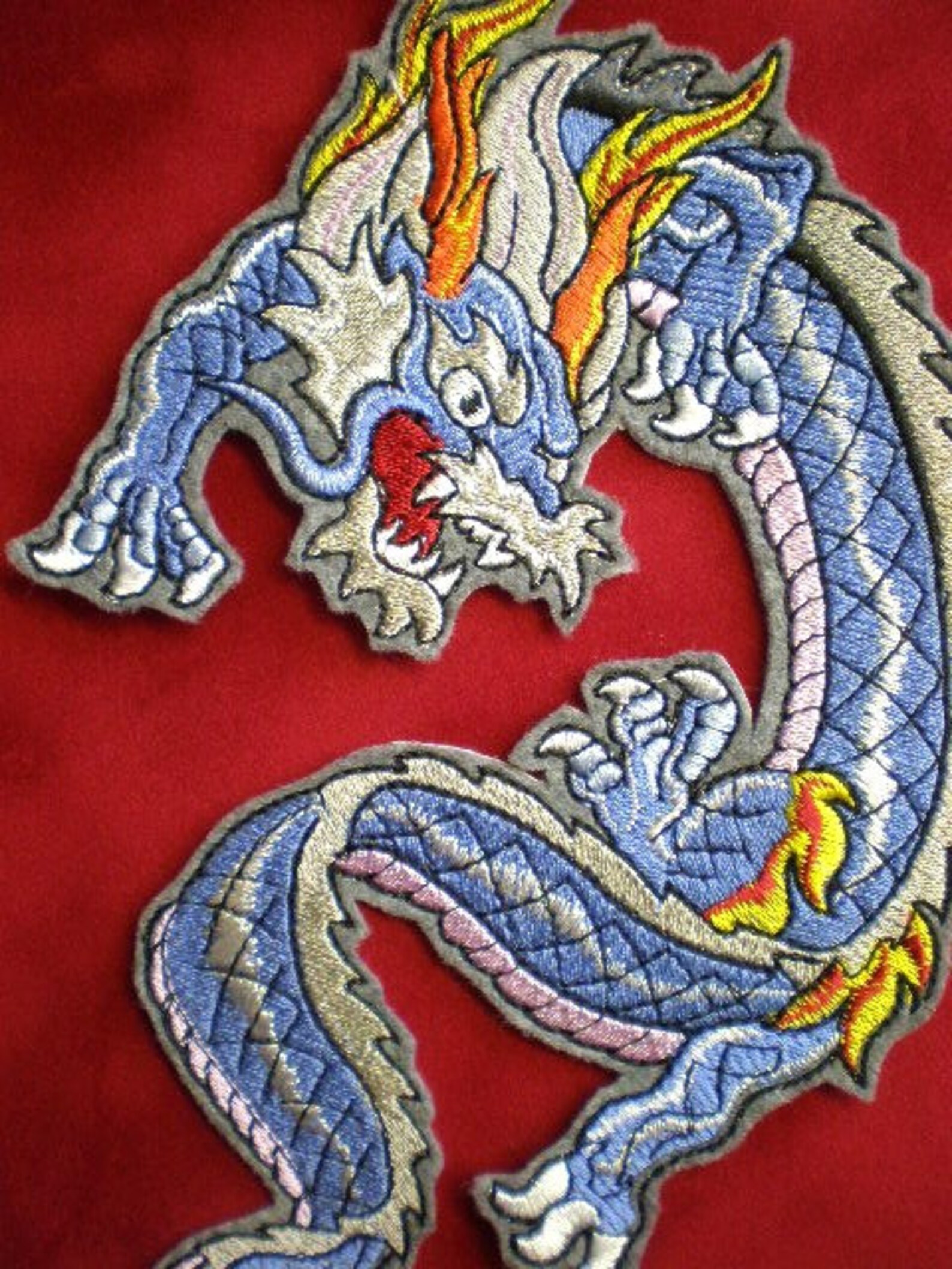 Extra Large Embroidered Dragon Iron on Applique Patch Biker | Etsy