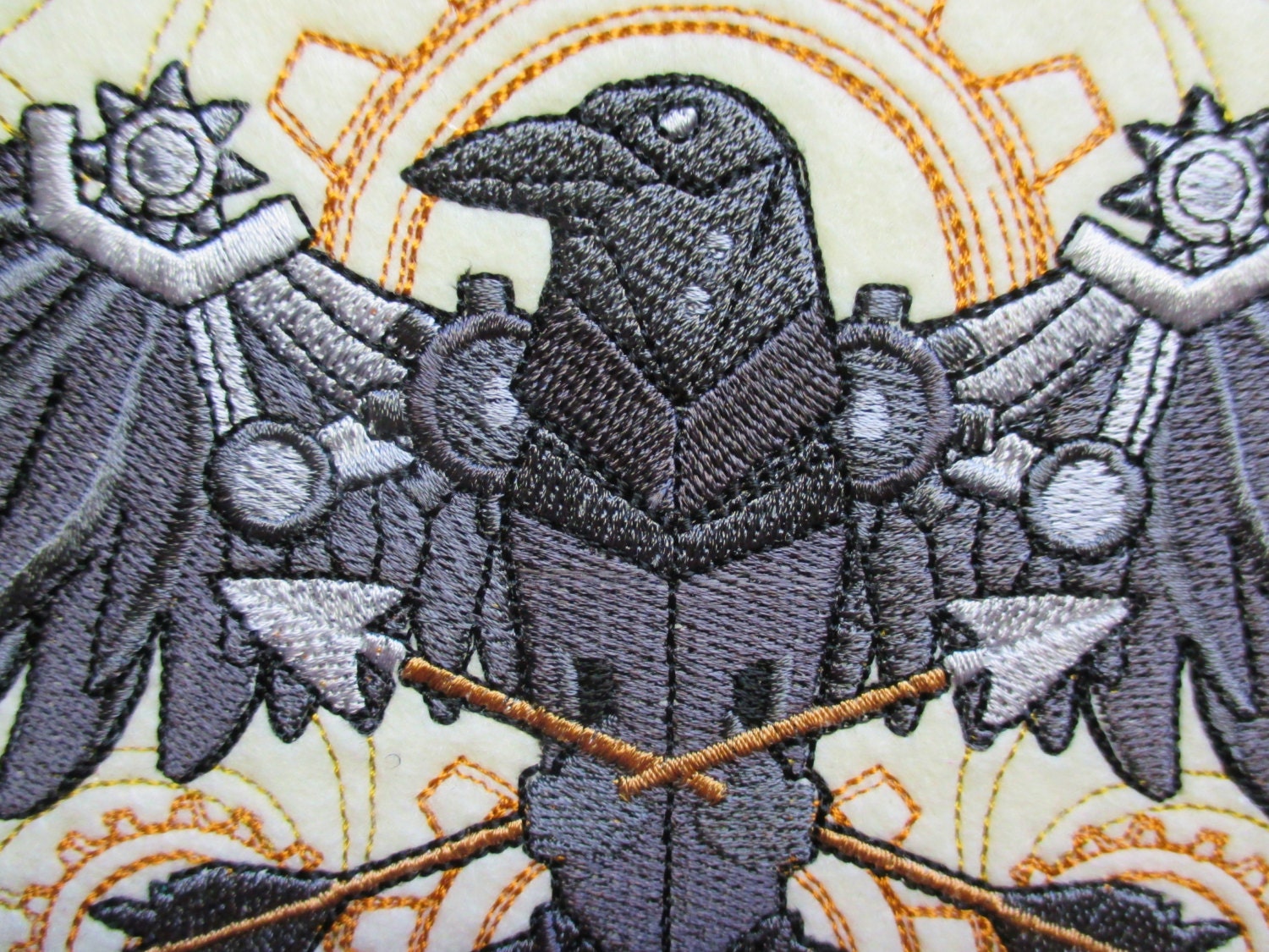 Extra Large Embroidered Western Steampunk Raven Applique Patch, Iron On ...