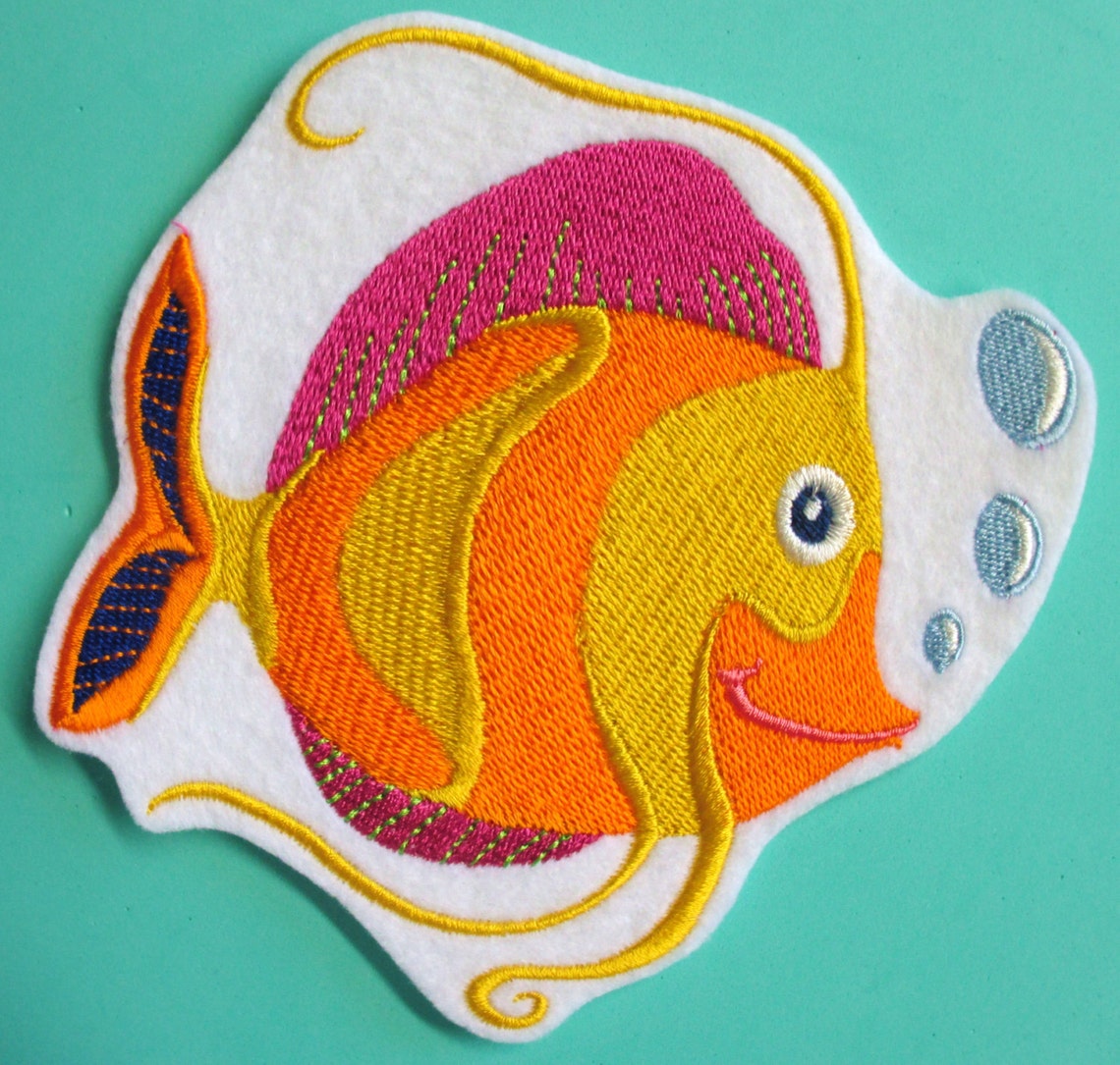 Large Embroidered Colorful Fish Applique Patch Beach | Etsy