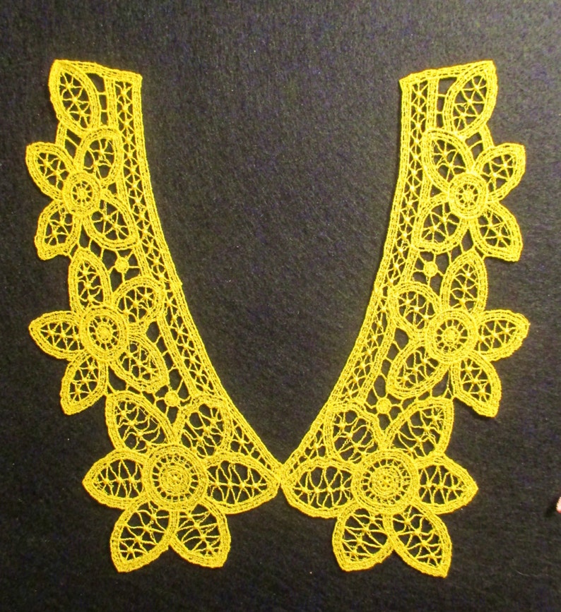 Embroidered Bright Yellow 2 Piece Lace Collar Neckline Lace - Etsy