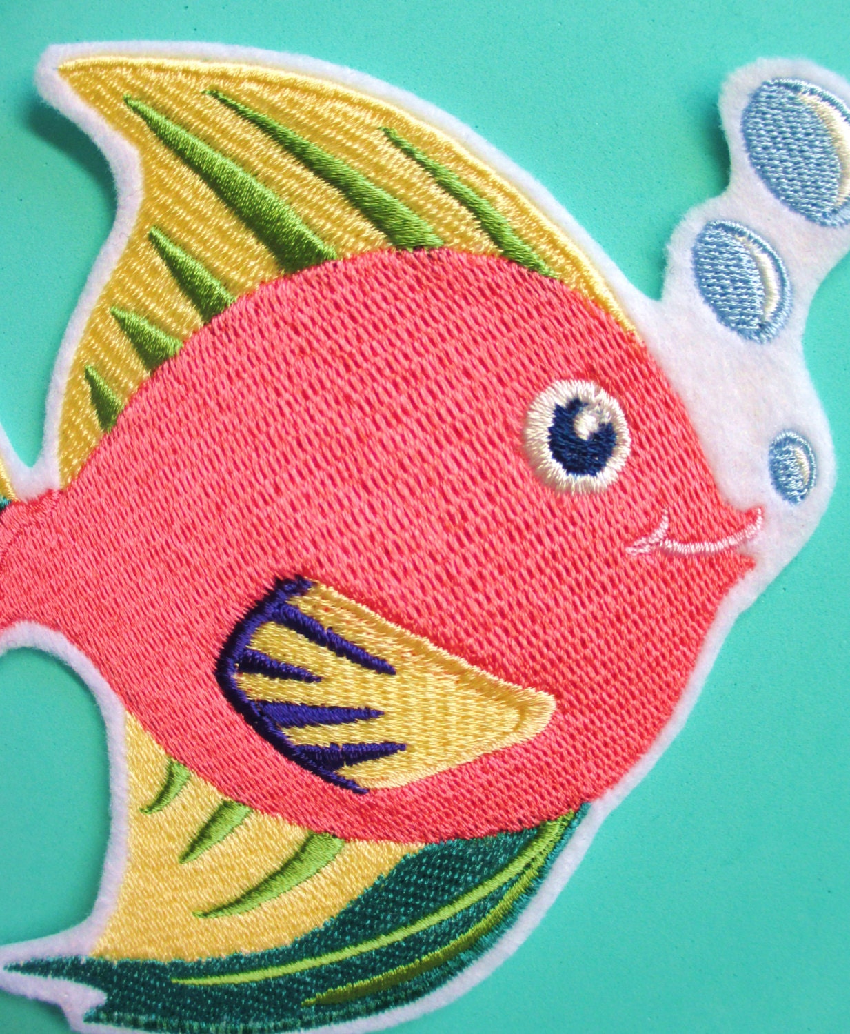 Large Embroidered Colorful Fish Applique Patch Beach - Etsy