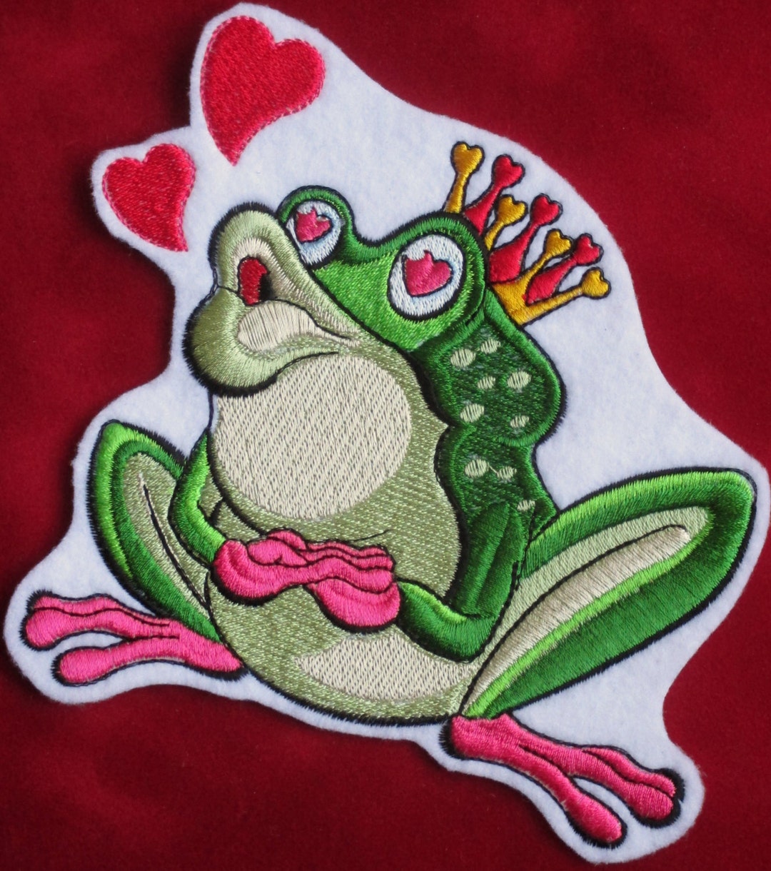 Large Embroidered Valentines Day Love Frog, Frog or Prince, Applique ...