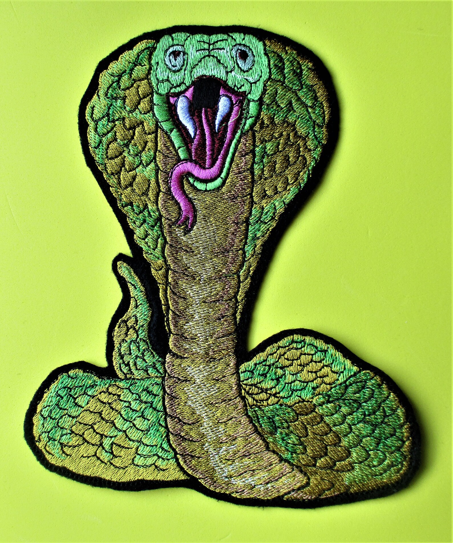 Extra Large Embroidered Cobra Applique Patch, Biker Patch, Snake Patch ...