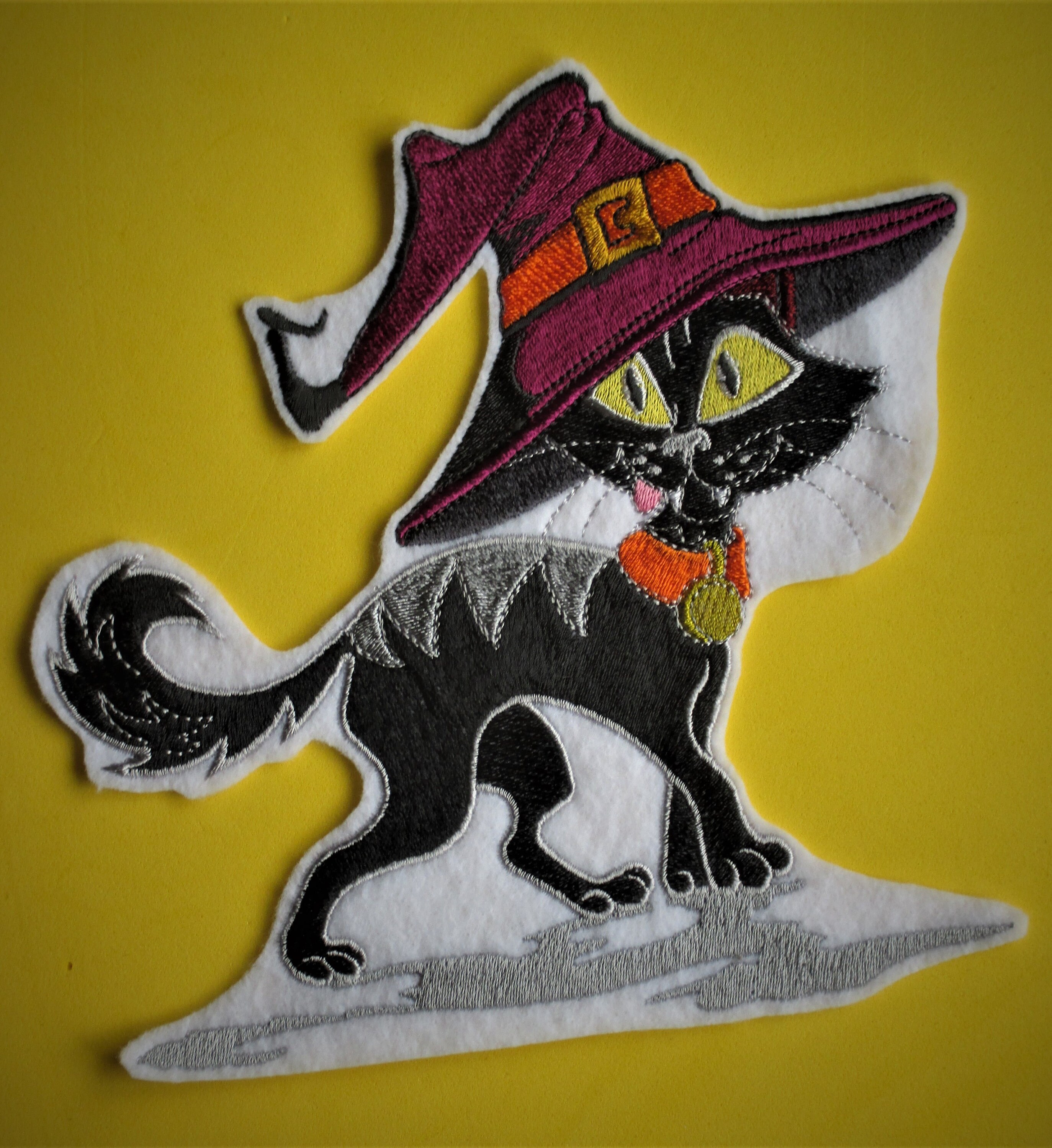 XL Embroidered Halloween Cat Applique Patch Iron on Patch - Etsy