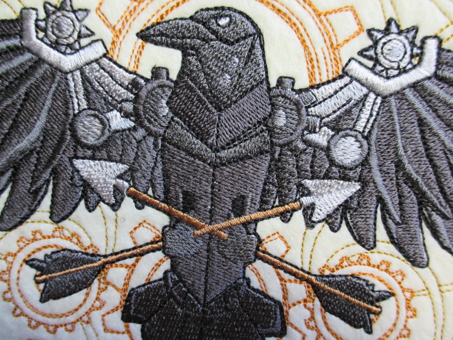 Extra Large Embroidered Western Steampunk Raven Applique Patch, Iron On ...