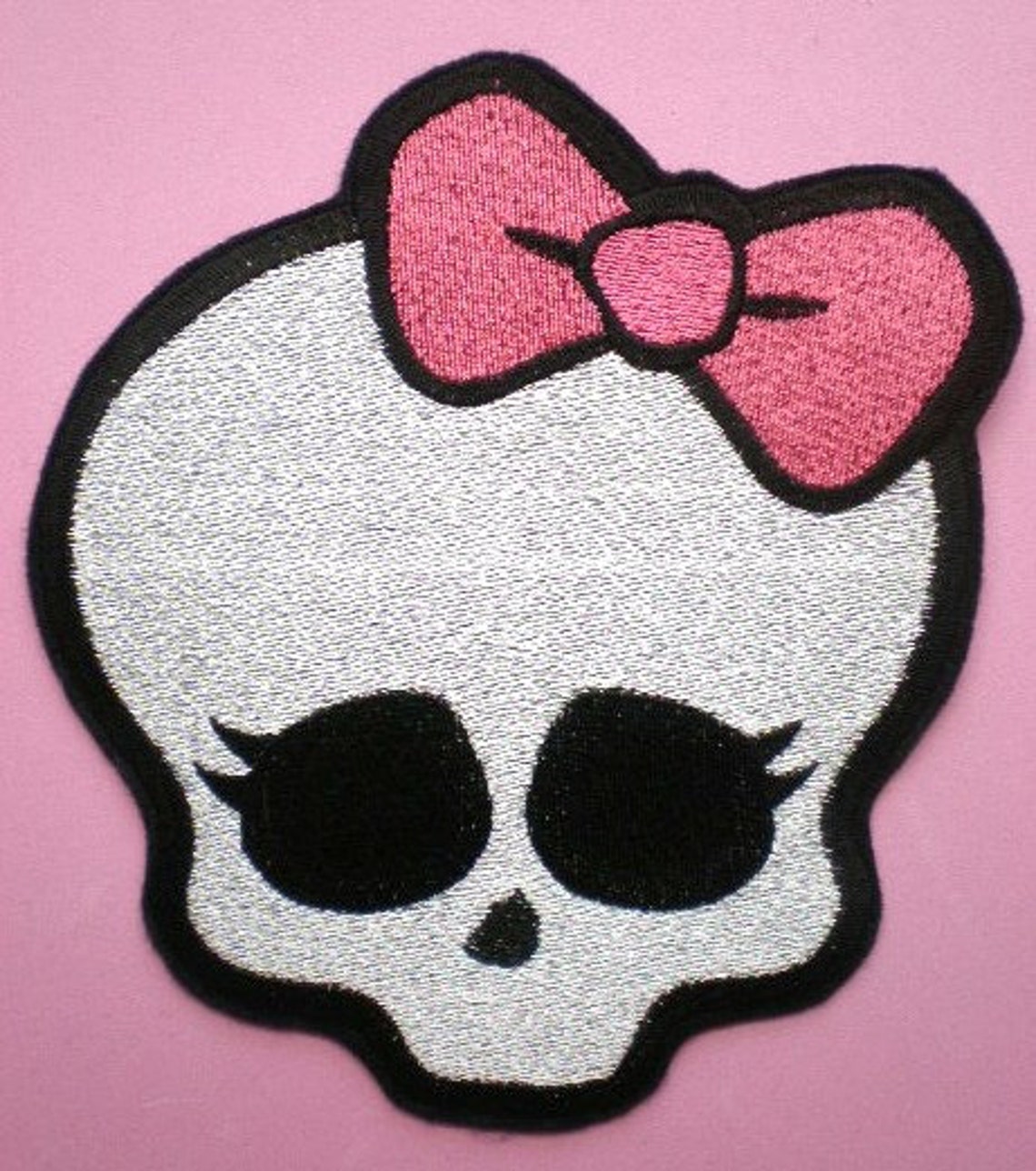 Large Size Embroidered Monster High Skull With Bow, Iron on Patch ...
