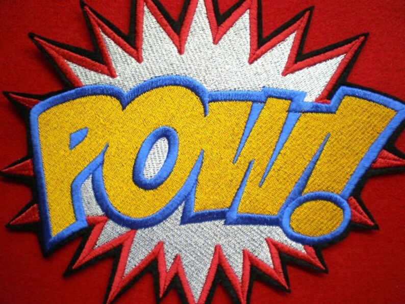 EXTRA LARGE Embroidered POW Super Hero Cartoon Applique Patch | Etsy