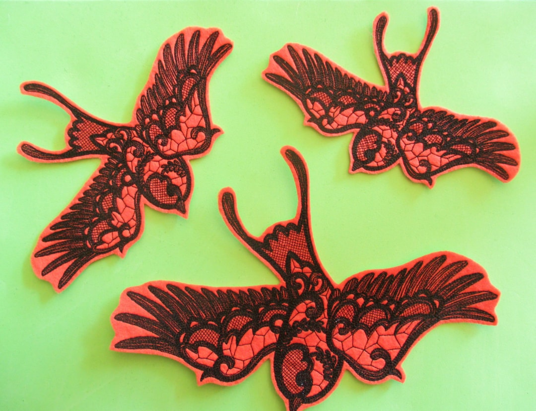 Embroidered Lace-like Swallow Applique Patch, Bird, Iron on or Sew on ...