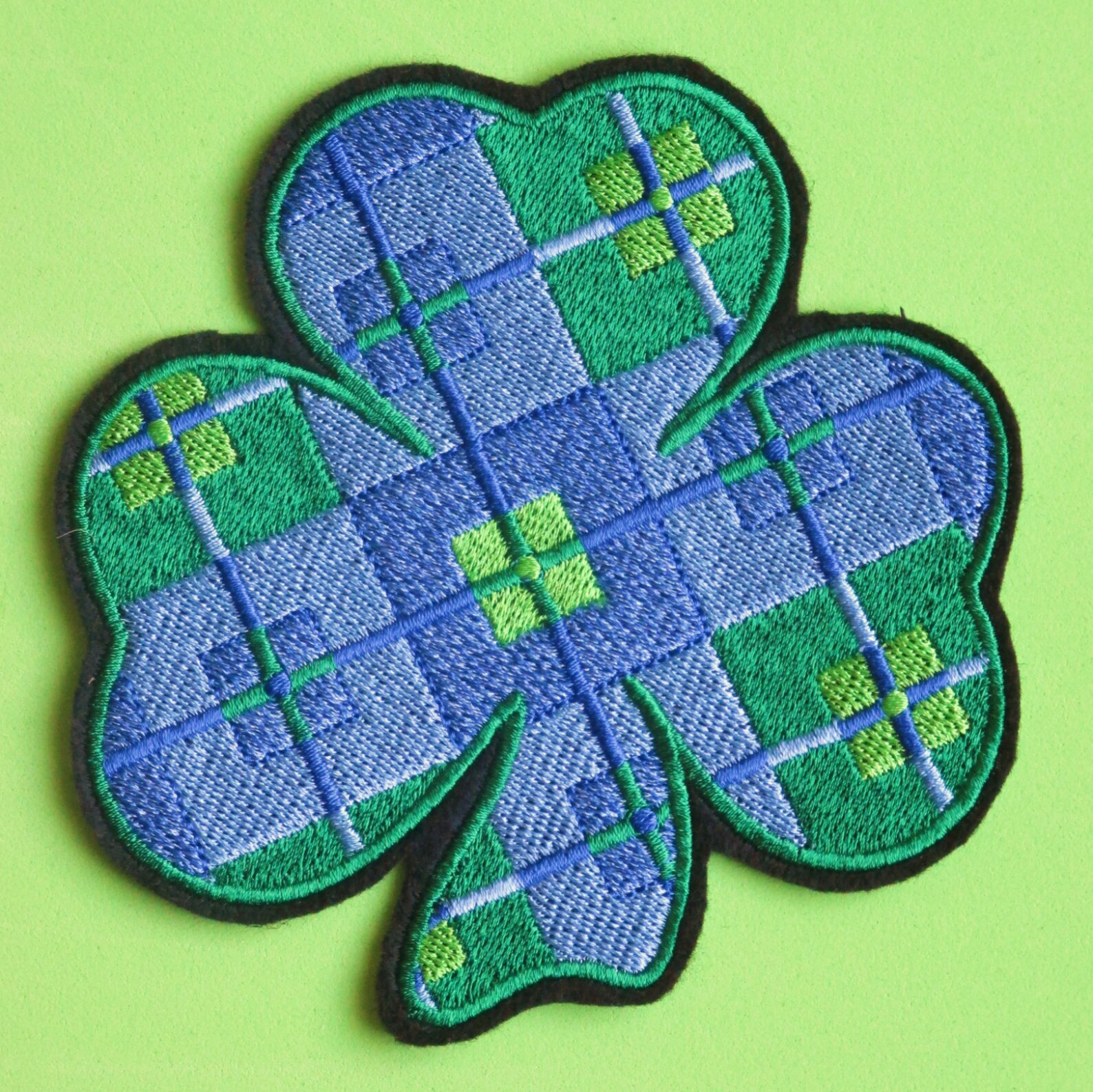 Large Embroidered Plaid Shamrock Applique Patch Shamrock | Etsy