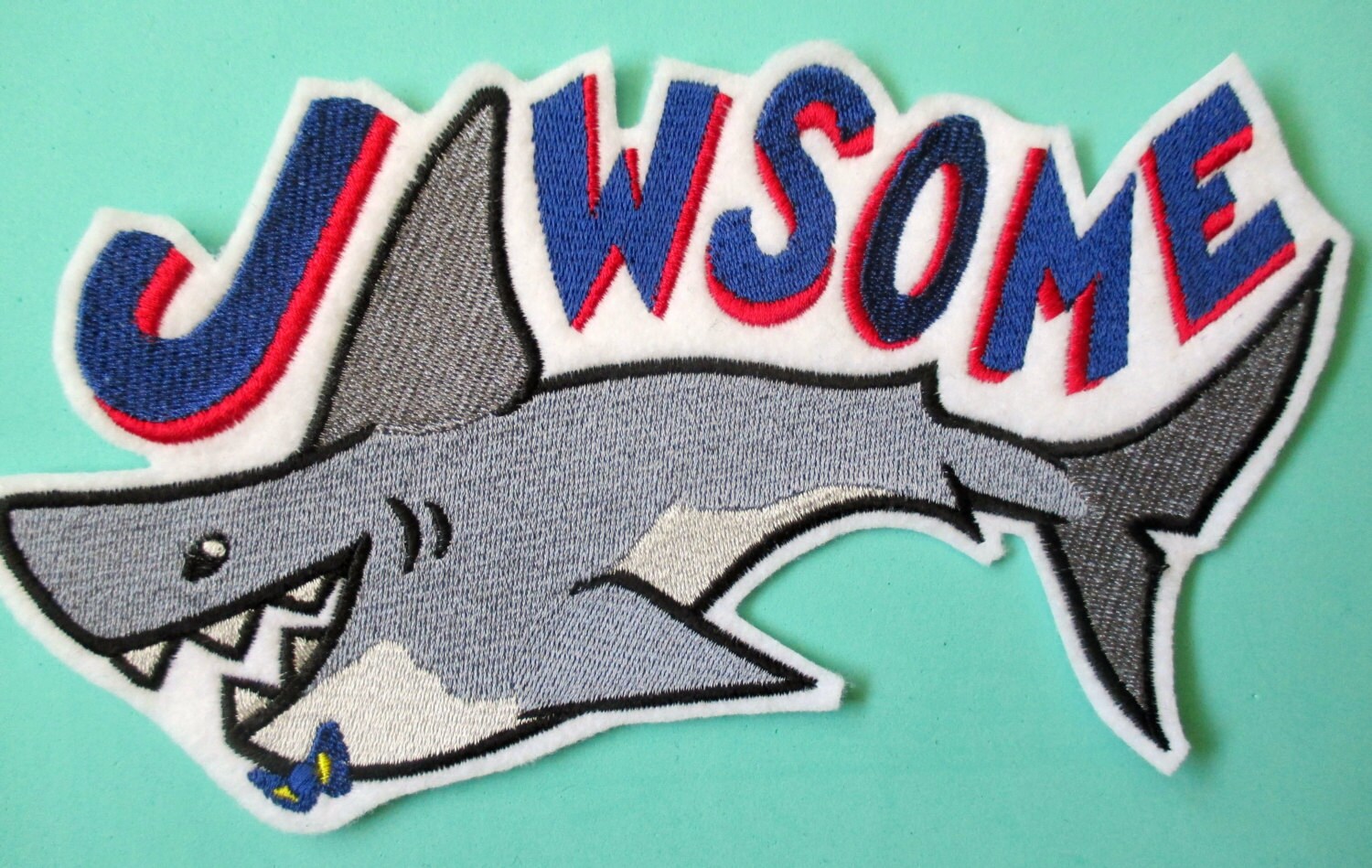 Extra Large Embroidered Shark Applique Patch Jaws Awesome | Etsy