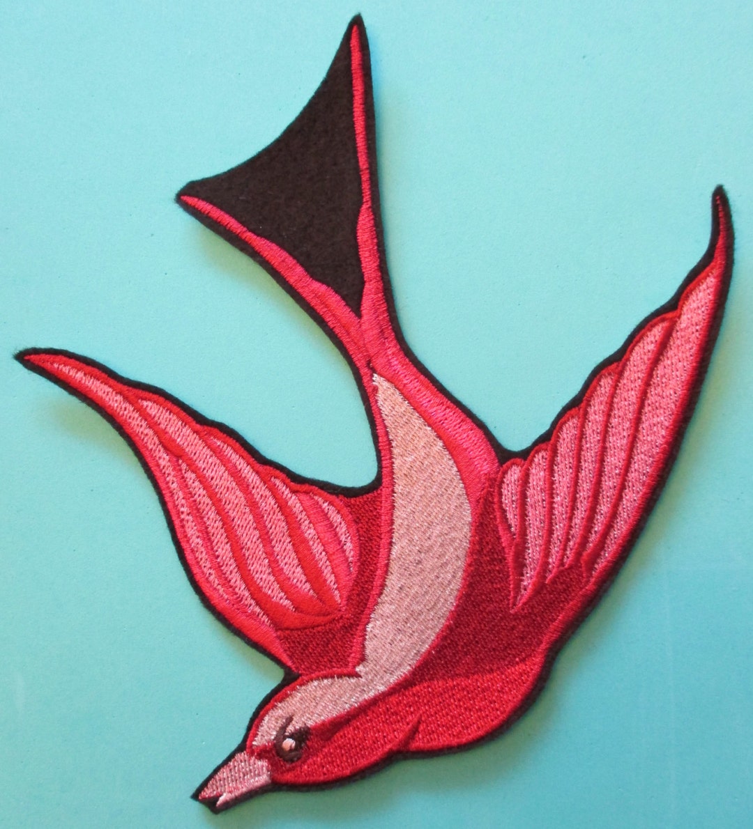 Large Embroidered Tula Pink Swooping Swallow Applique Patch From the ...