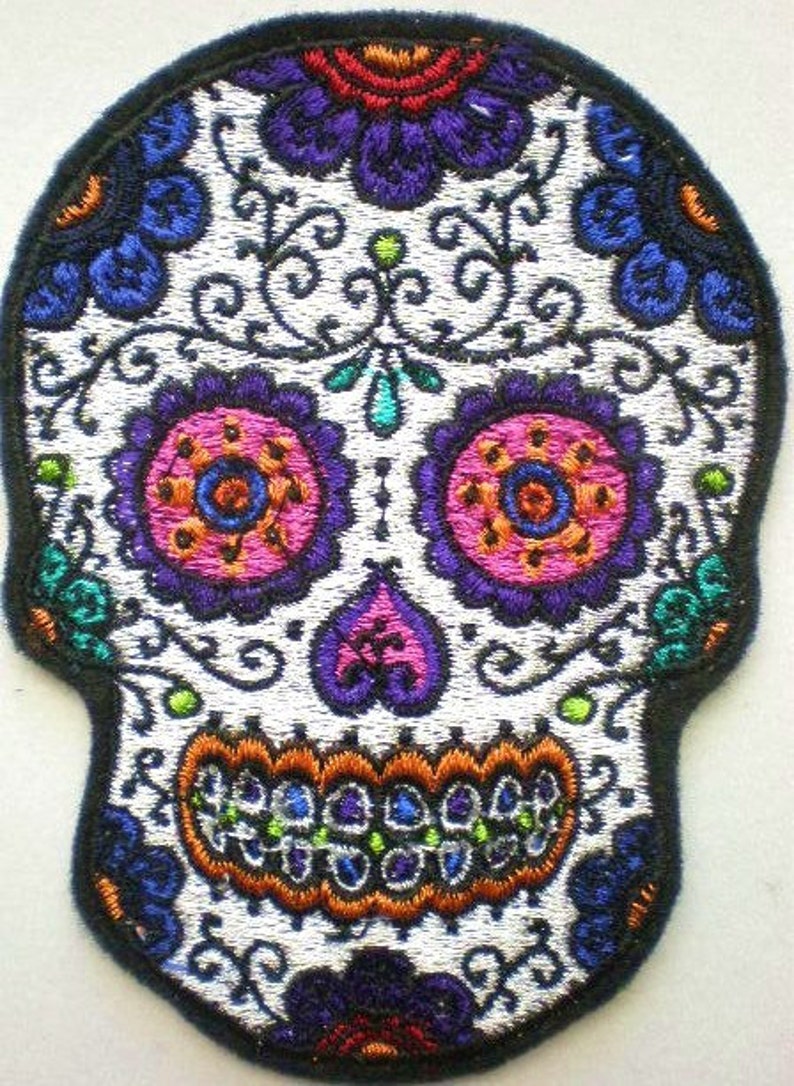 Embroidered Sugar Skull Applique, Patch, Day of the Dead, Gothic, Skull ...