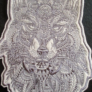 Extra Large Embroidered Wolf Applique Patch, Iron on or Sew On, Jacket ...
