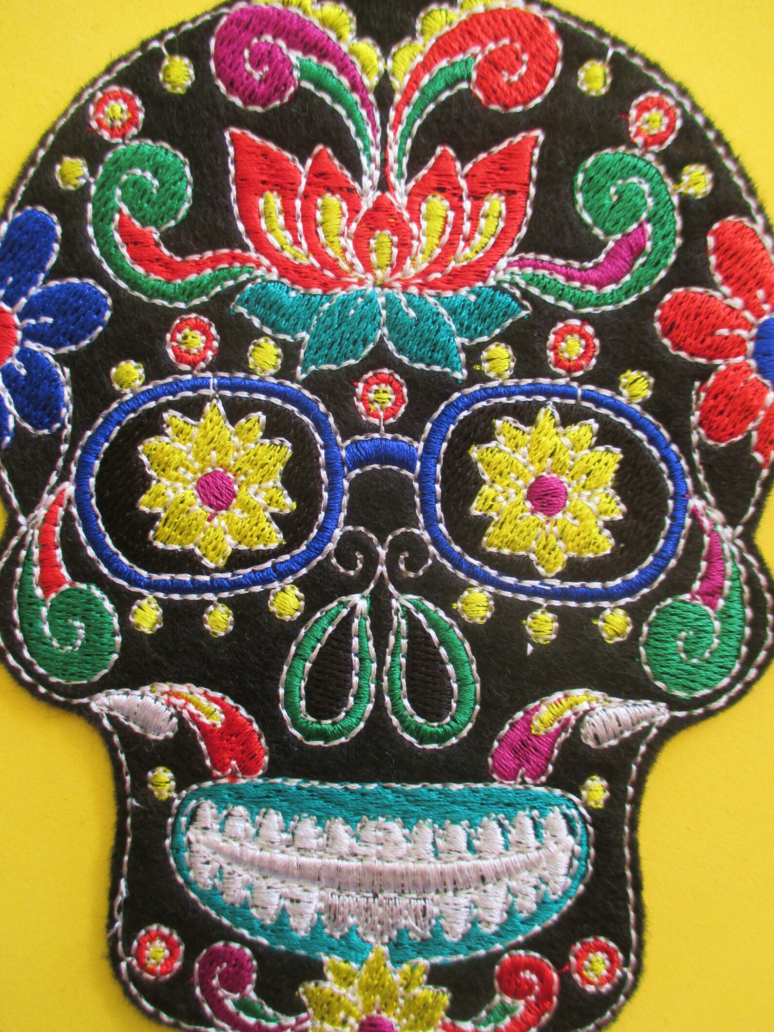 No. 5 Large Embroidered Sugar Skull Applique Patch Iron On | Etsy