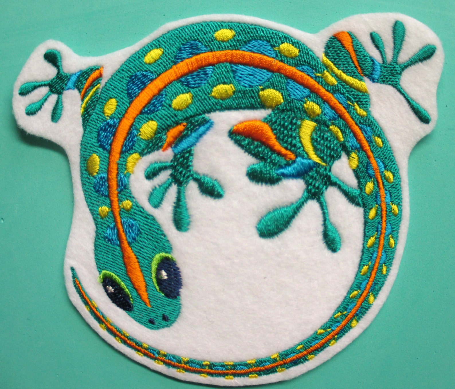 Large Tropical Colored Caribbean Gecko Applique Patch Iron On | Etsy