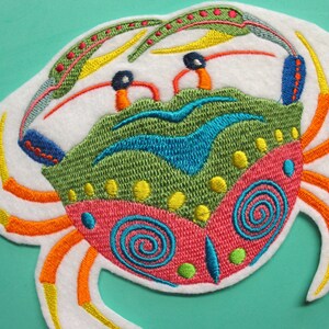 Large Tropical Colored Caribbean Crab Applique Patch, Iron on or Sew on ...