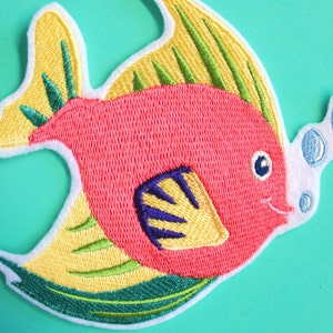 Large Embroidered Colorful Fish Applique Patch, Beach Applique ...