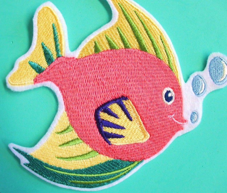 Large Embroidered Colorful Fish Applique Patch Beach - Etsy