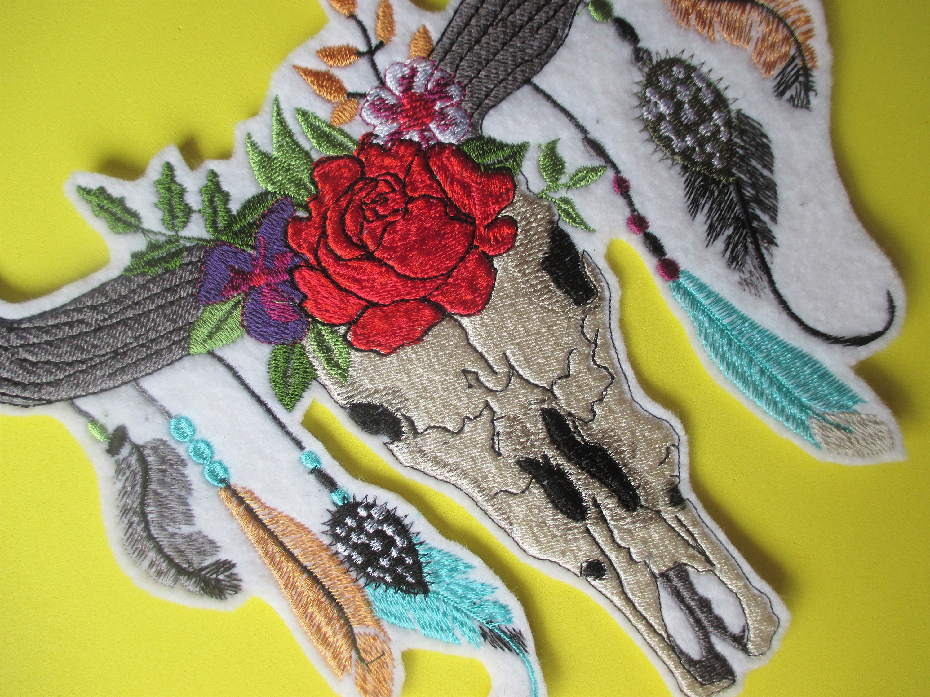 Embroidered Steer Skull Applique Patch, Southwest, Western, Skull ...