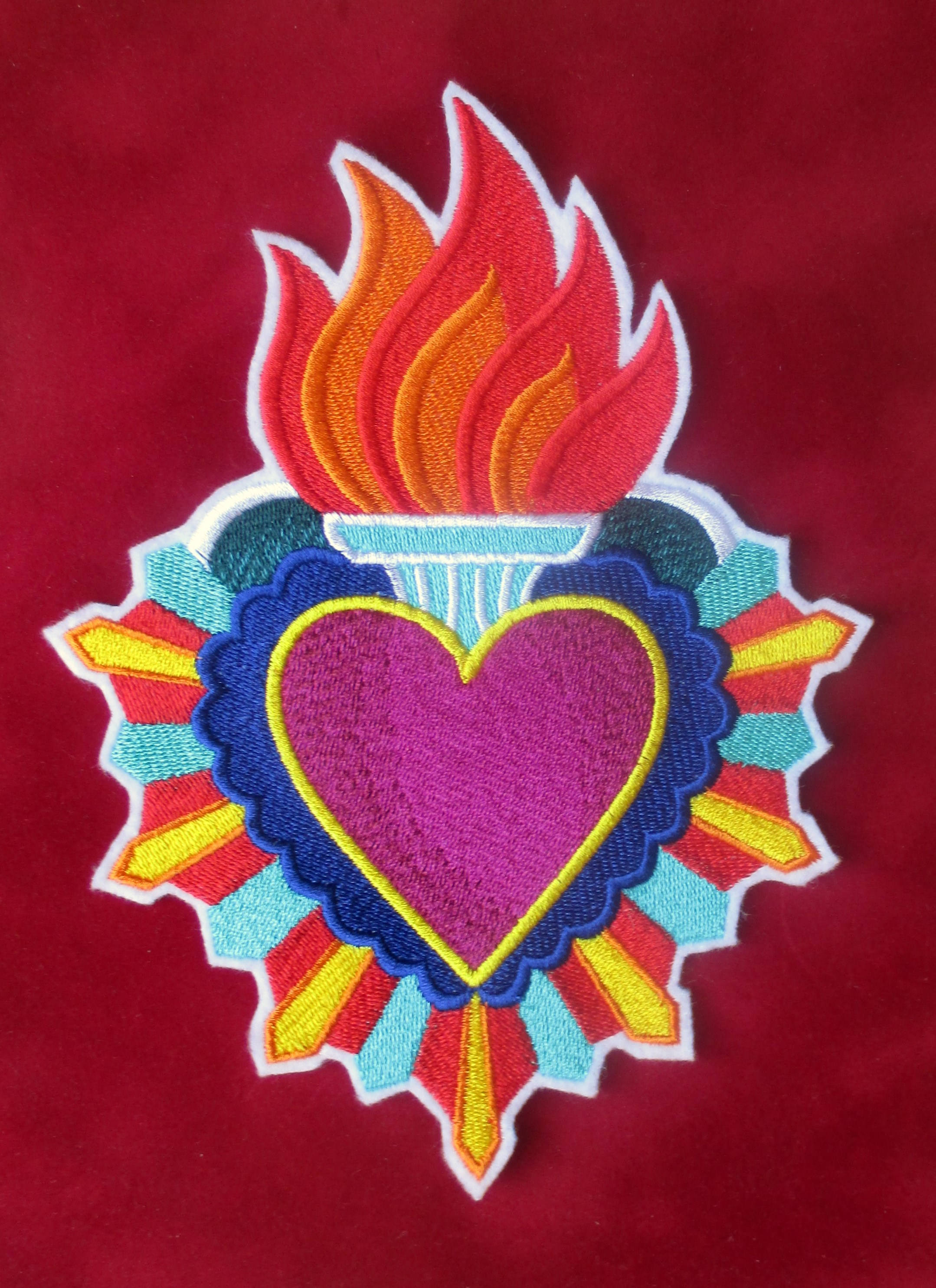 Extra Large Embroidered Milagro Miracle Heart Torch - Etsy