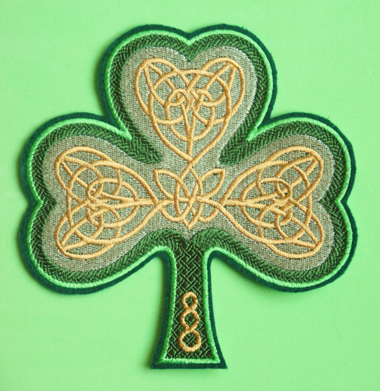 JUMBO Embroidered Shamrock With Celtic Knot Designs Shamrock - Etsy