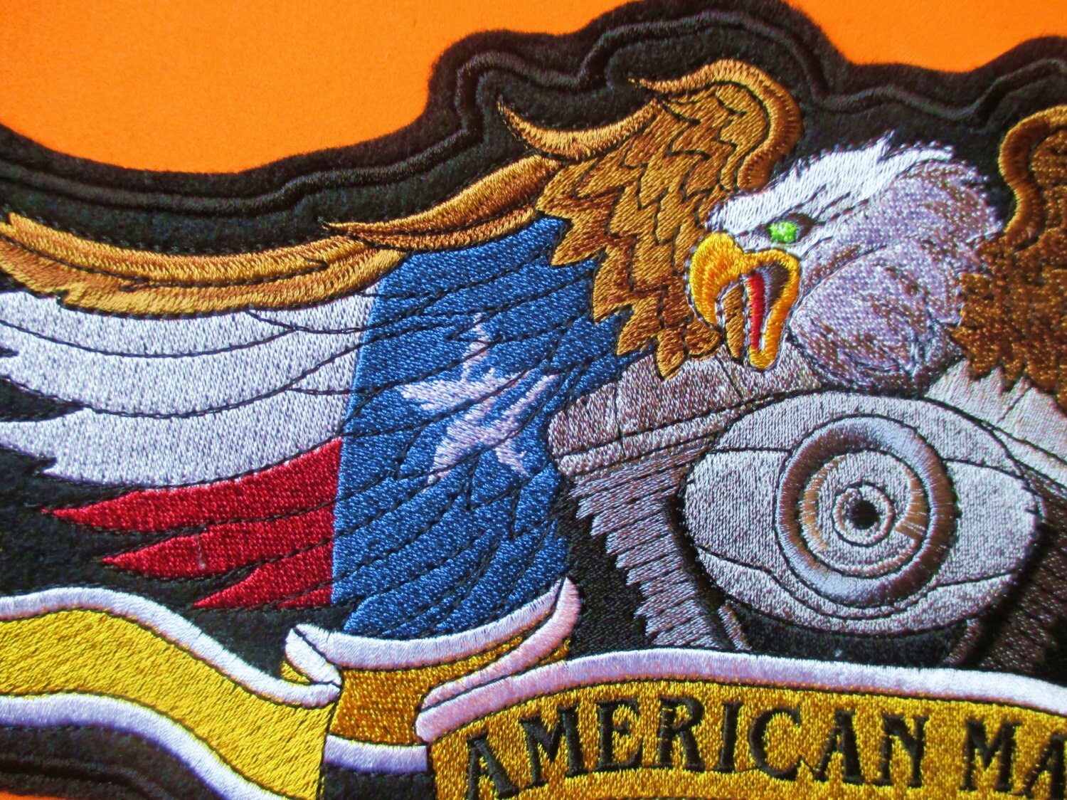 JUMBO Embroidered Motorcycle and Eagle American Made Applique - Etsy