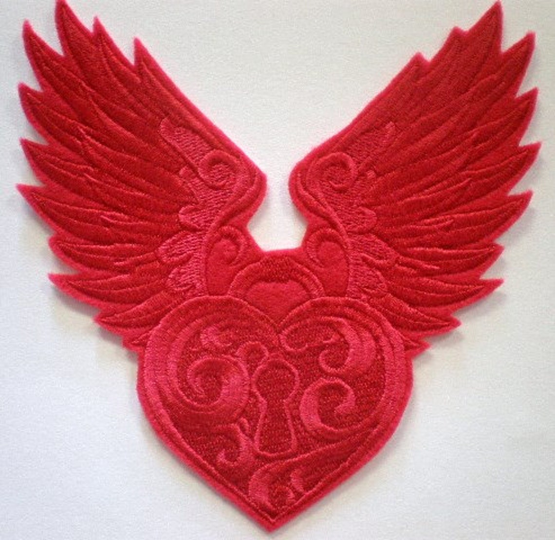Large Embroidered Red Heart Locket with Wings in Baroque | Etsy