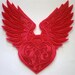 Large Embroidered Red Heart Locket With Wings in Baroque Style, Iron on ...