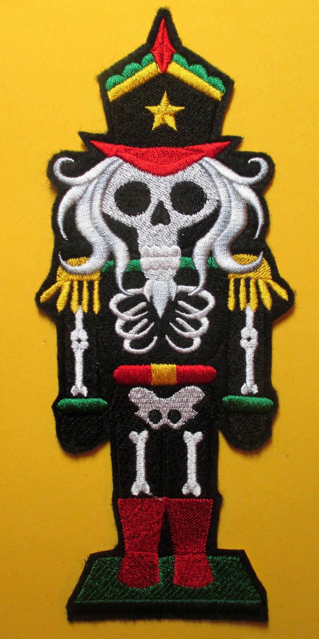 XL Embroidered Skeleton Nutcracker Applique Patch, Iron on or Sew On ...