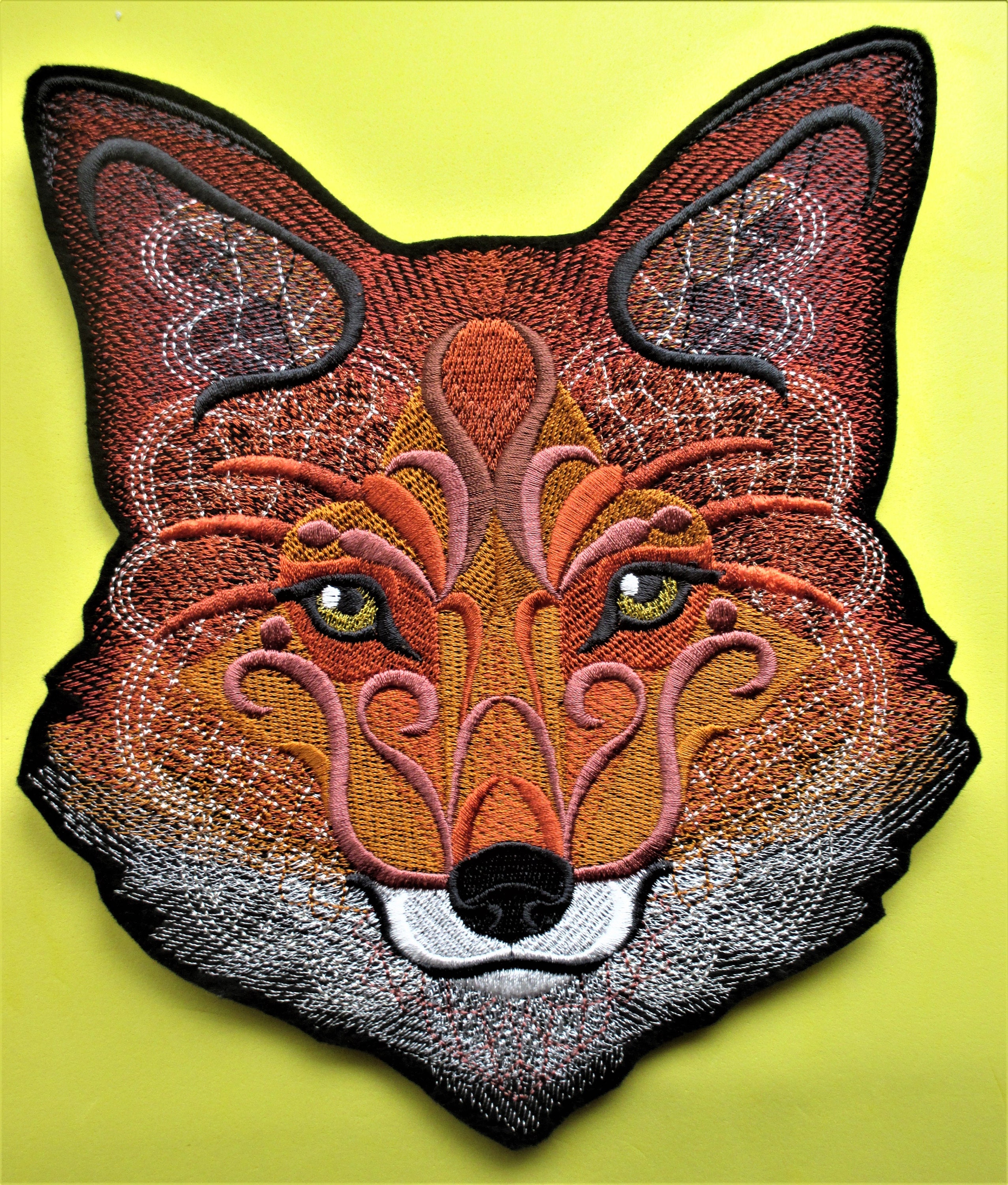 XL Embroidered Fox Applique Patch Biker Patch FOXY Red Fox | Etsy