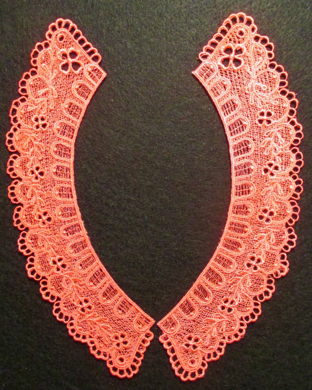 Embroidered 2 Piece Lace Collar, Neckline Lace, Sophisticated Coral ...