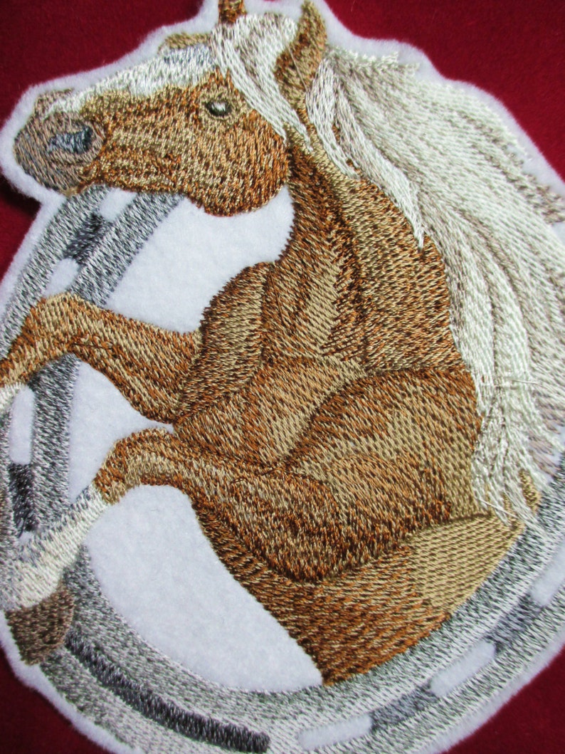 Large Embroidered Horse and Horseshoe Applique Patch | Etsy
