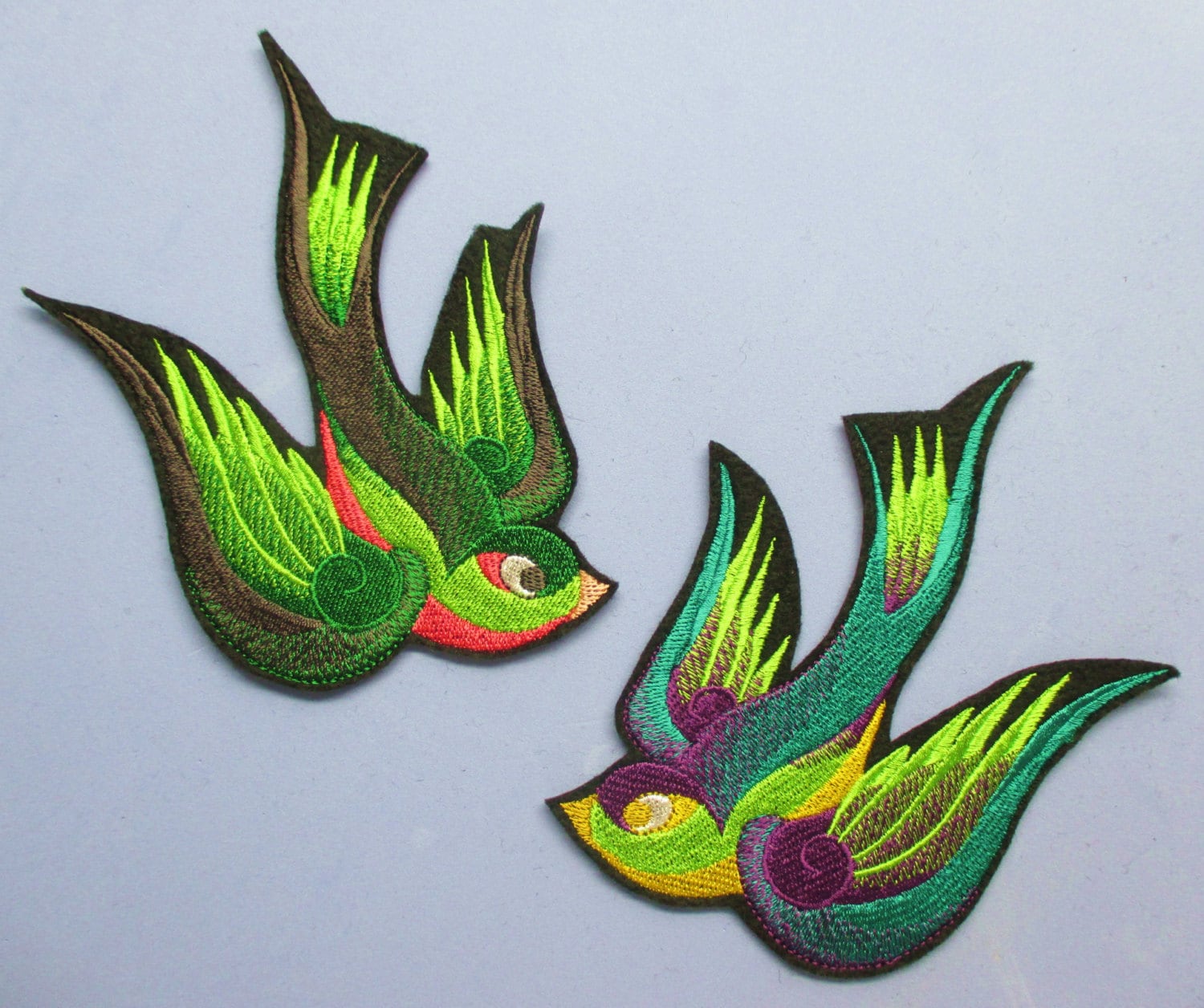 Embroidered Swooping Sparrow Tattoo Style Applique Patch Iron - Etsy